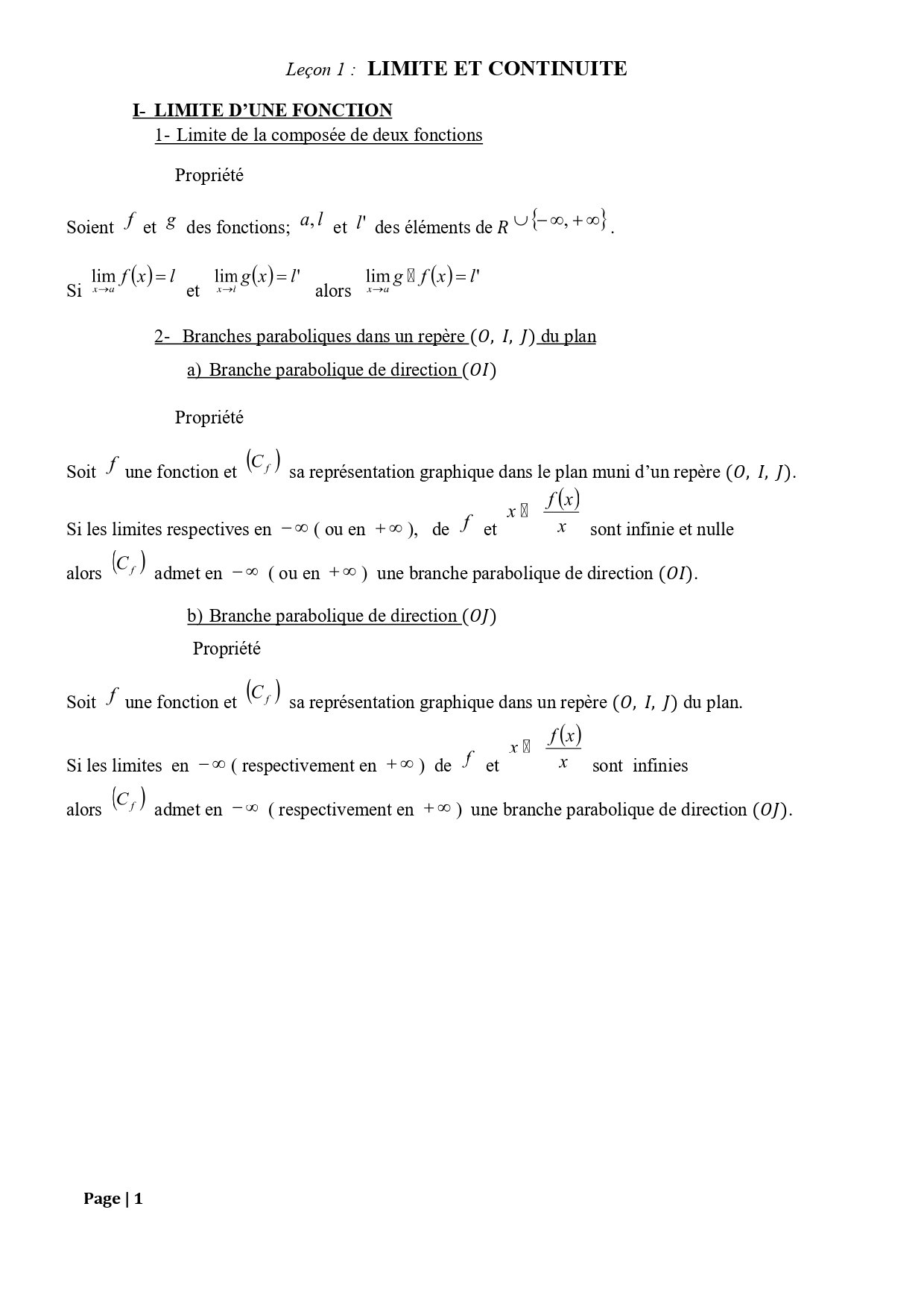 LIMITE D’UNE FONCTION - Digital Math